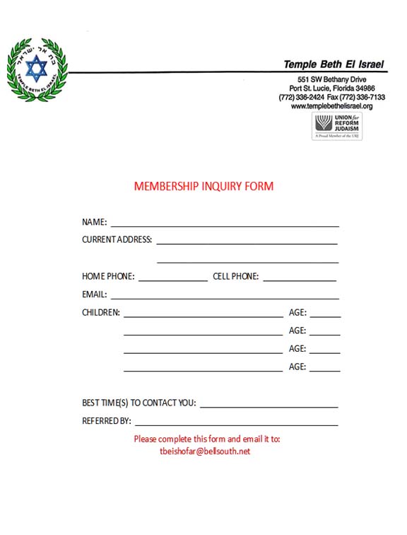 Membership - Temple Beth El Israel, Port Saint Lucie, FL