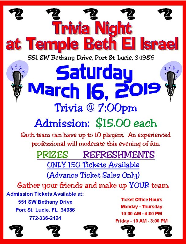Upcoming Events - Temple Beth El Israel, Port Saint Lucie, FL